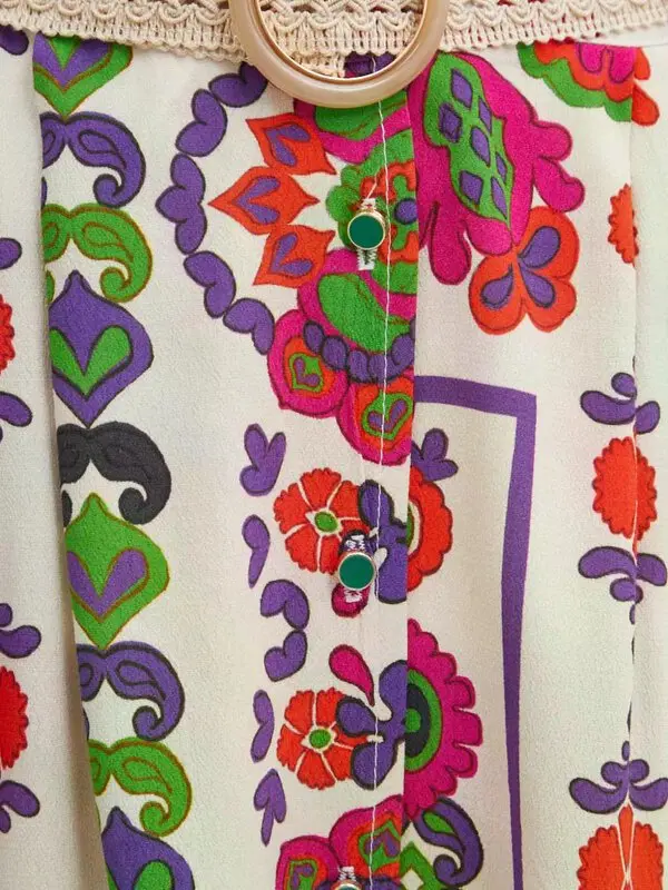 LA PETITE FRANÇAISE Floral Button Midi Skirt