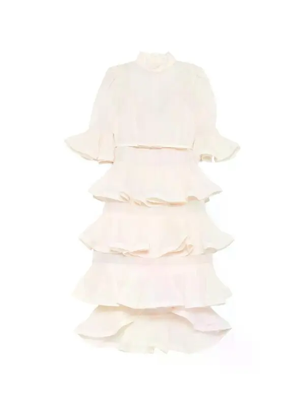 Zimmermann Ruffled Layered Midi Dress - Neutrals