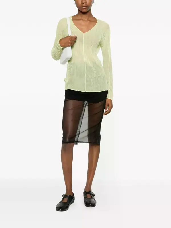 Issey Miyake V-neck Ruffled T-shirt