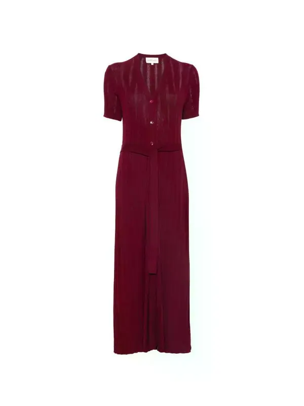 Eric Bompard Ribbed Belted Maxi Dress