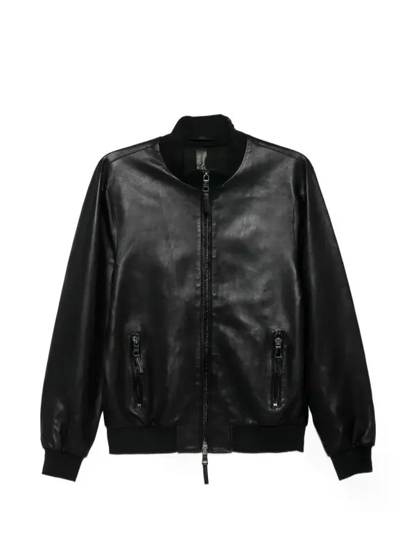THE JACK LEATHERS Zip-up Leather Bomber Jacket