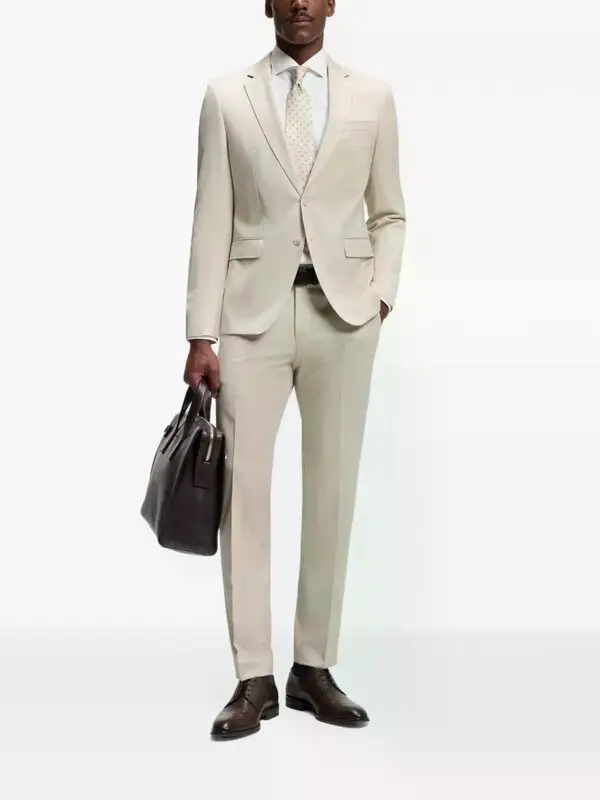 BOSS One Slim-fit Suit Jacket In Virgin Wool Serge - Neutrals