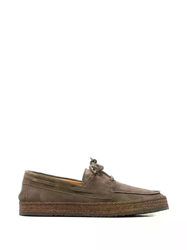 CALCE Laces Flat Boat Shoes - Brown