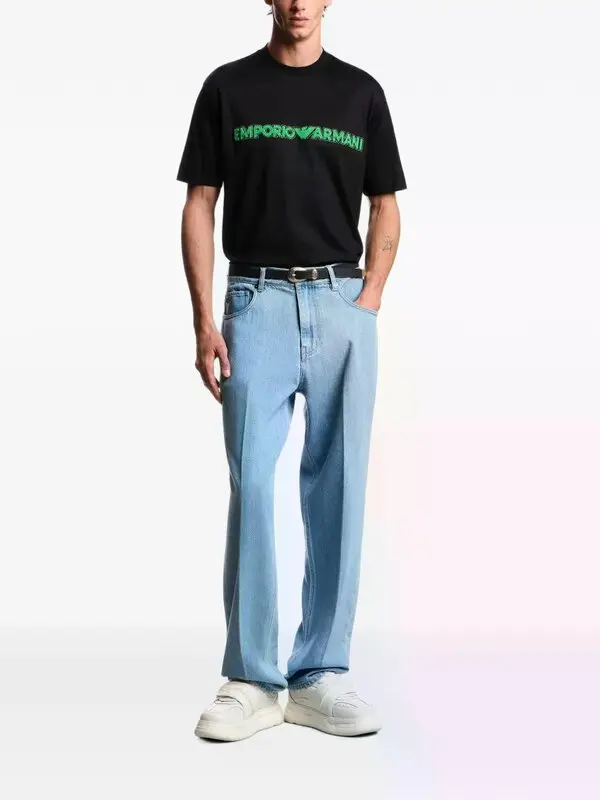 Emporio Armani Lyocell Blend Jersey T-shirt With Soft-touch Embossed Logo