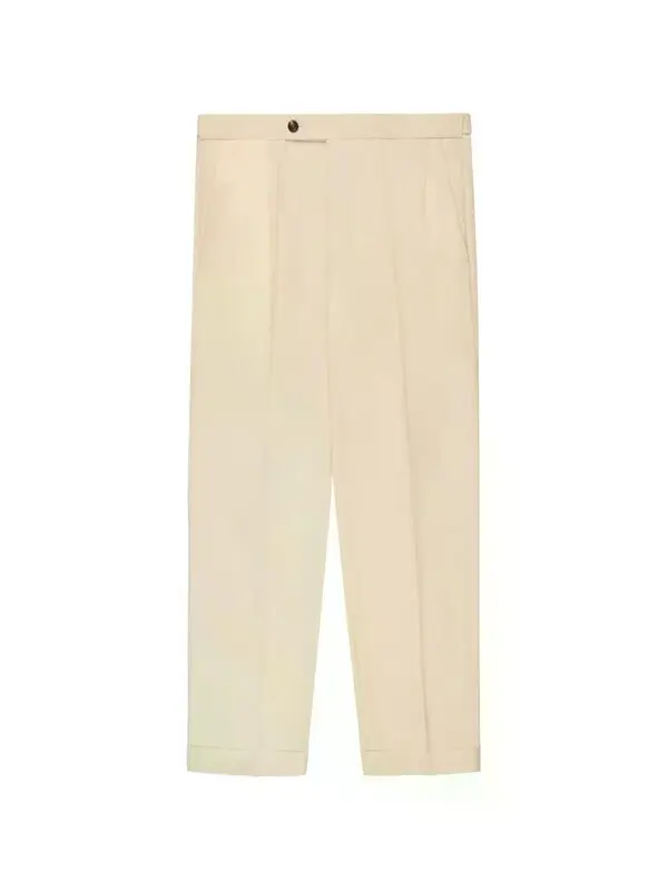 Incotex Pleated Tapered Cotton Trousers - Neutrals