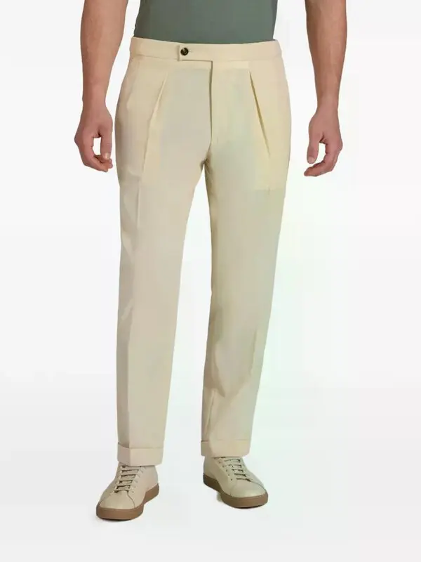 Incotex Pleated Tapered Cotton Trousers - Neutrals