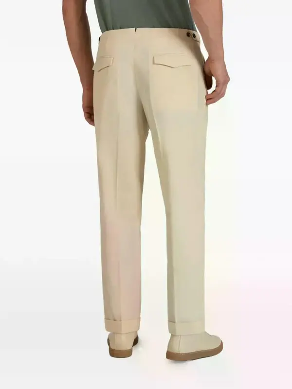 Incotex Pleated Tapered Cotton Trousers - Neutrals