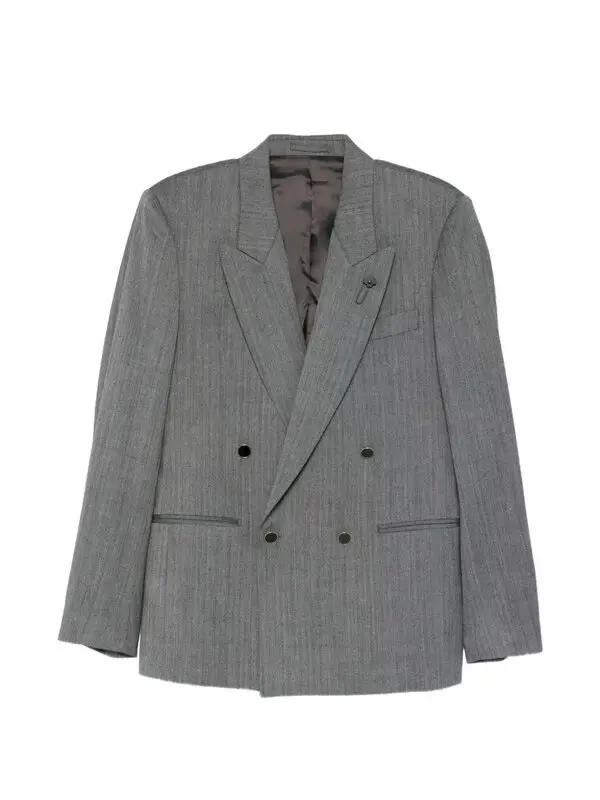 LARDINI Double-breasted Herringbone Blazer