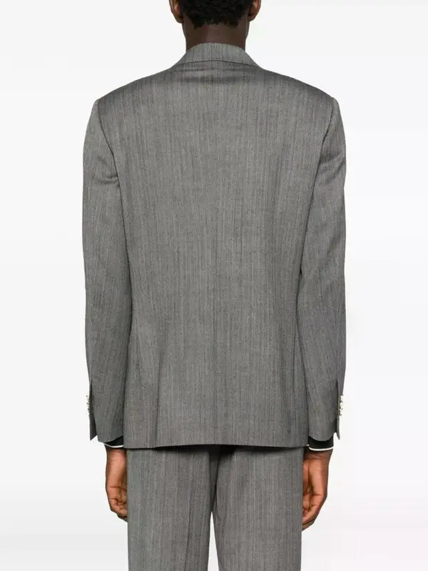LARDINI Double-breasted Herringbone Blazer