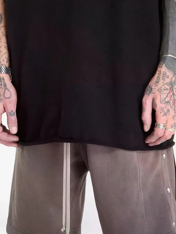 Rick Owens Jumbo Ss Graphic-print Raw-cut T-shirt - Brown