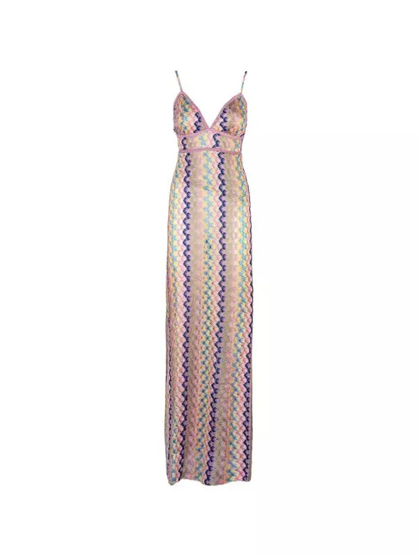 Pho Firenze Wave-pattern V-neck Dress
