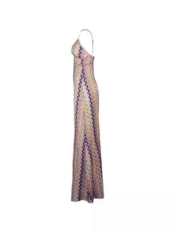 Pho Firenze Wave-pattern V-neck Dress