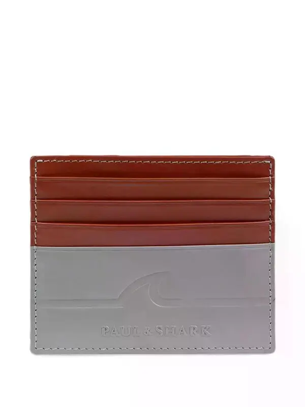 Paul & Shark Fin-embossed Leather Card Holder - Brown