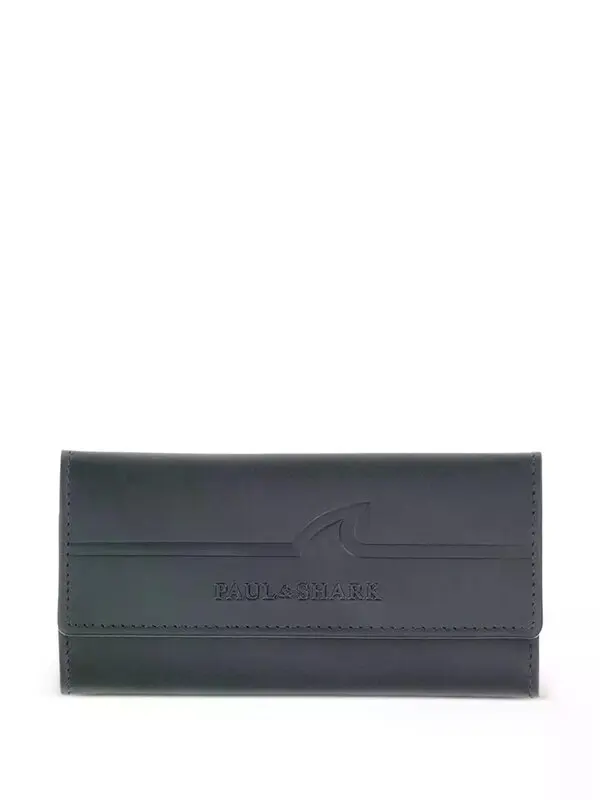 Paul & Shark Fin-embossed Leather Keychain - Blue