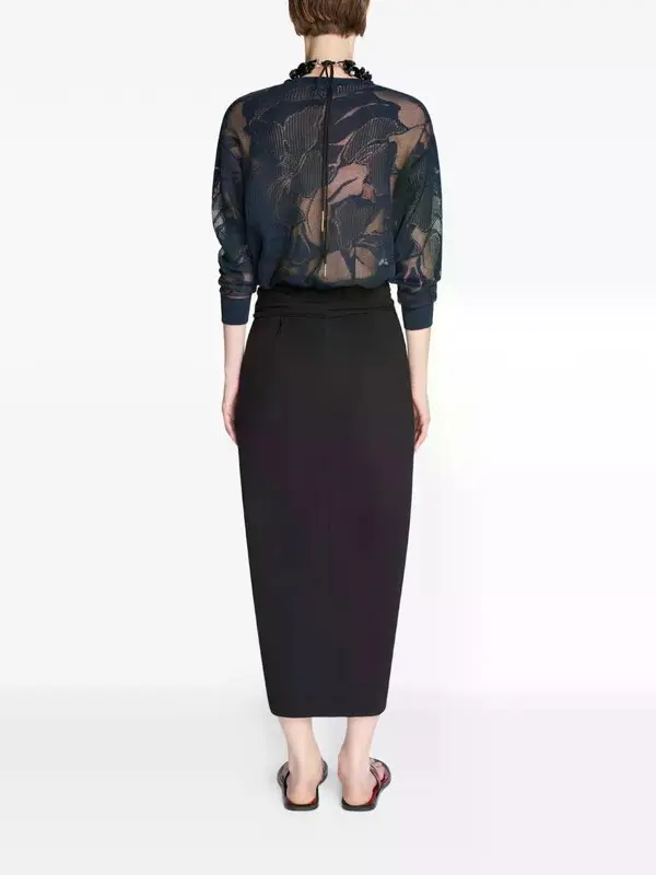 Dries Van Noten Knotted Jersey Midi Skirt - Black