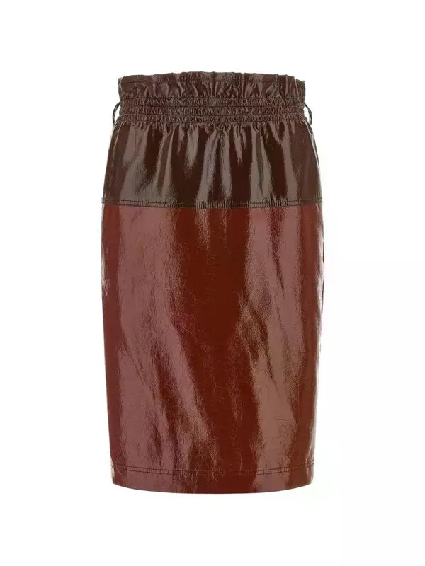 Saint Laurent Colourblock Paper-bag Skirt - Brown