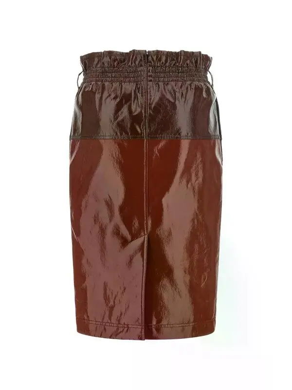 Saint Laurent Colourblock Paper-bag Skirt - Brown