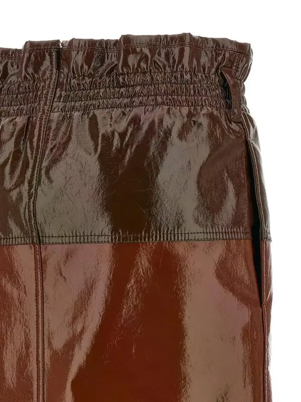 Saint Laurent Colourblock Paper-bag Skirt - Brown