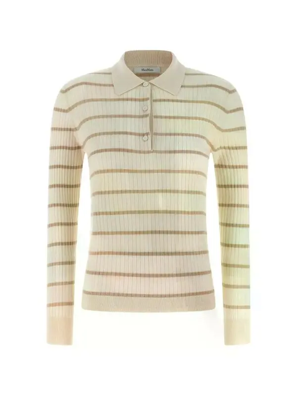 Max Mara Ribbed Striped Polo Top