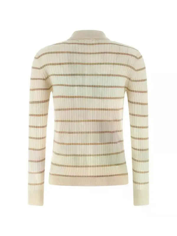 Max Mara Ribbed Striped Polo Top