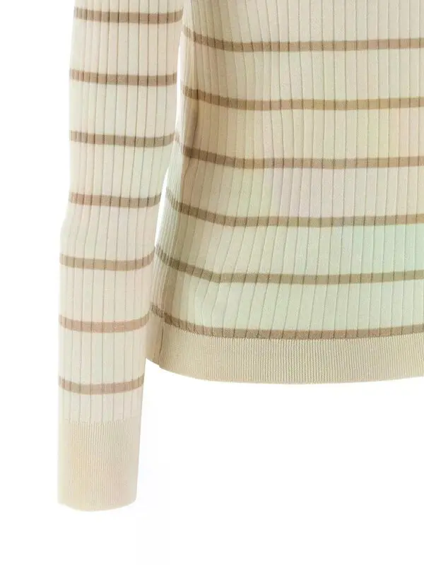 Max Mara Ribbed Striped Polo Top