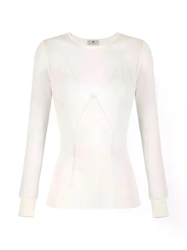 Elisabetta Franchi Sheer Knit Top With Geometric Cups - Neutrals