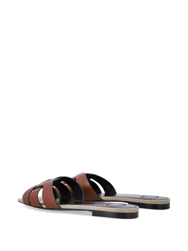 Saint Laurent Tribute Woven Leather Sandals - Brown