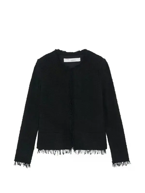 IRO PARIS Shavani Fringed-hem Tweed Jacket - Black