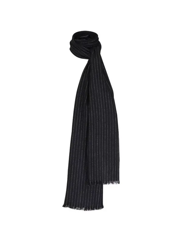 Kinross Cashmere Striped-pattern Scarf - Black