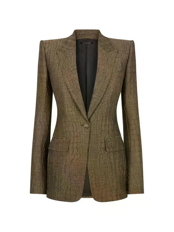 TOM FORD Crocodile-effect Single-breasted Blazer