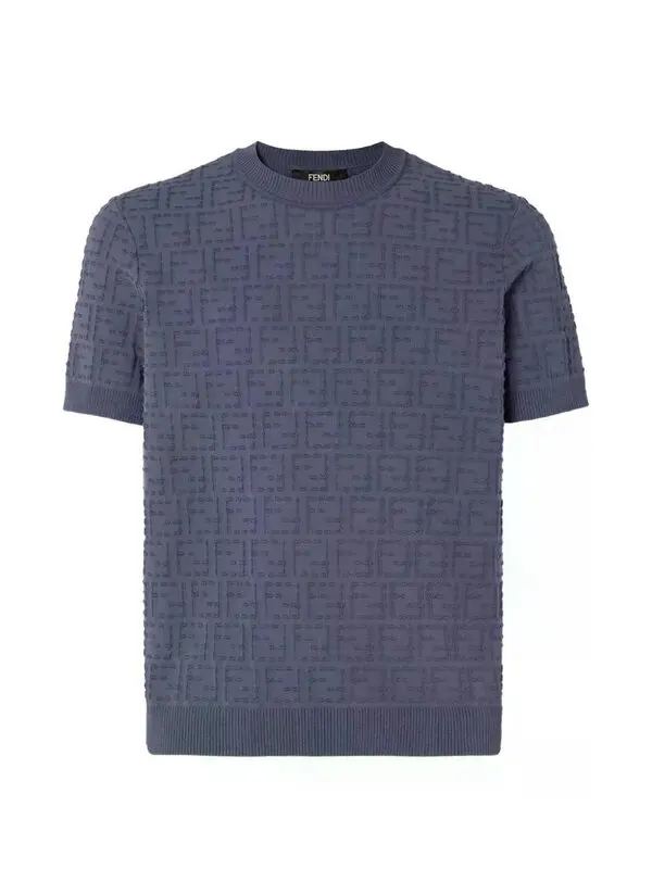 Fendi Embossed Crew-neck T-shirt - Blue
