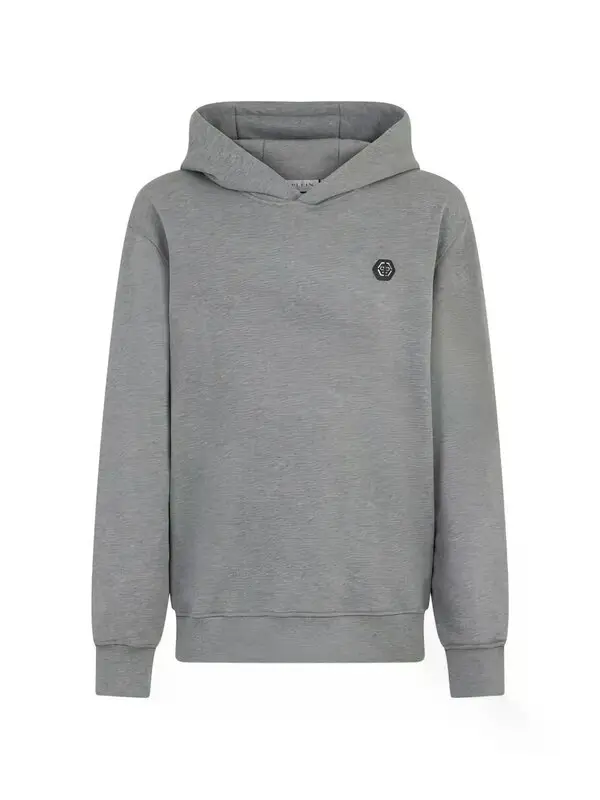 Philipp Plein Hooded Sweatshirt With Logo Patch - Grey