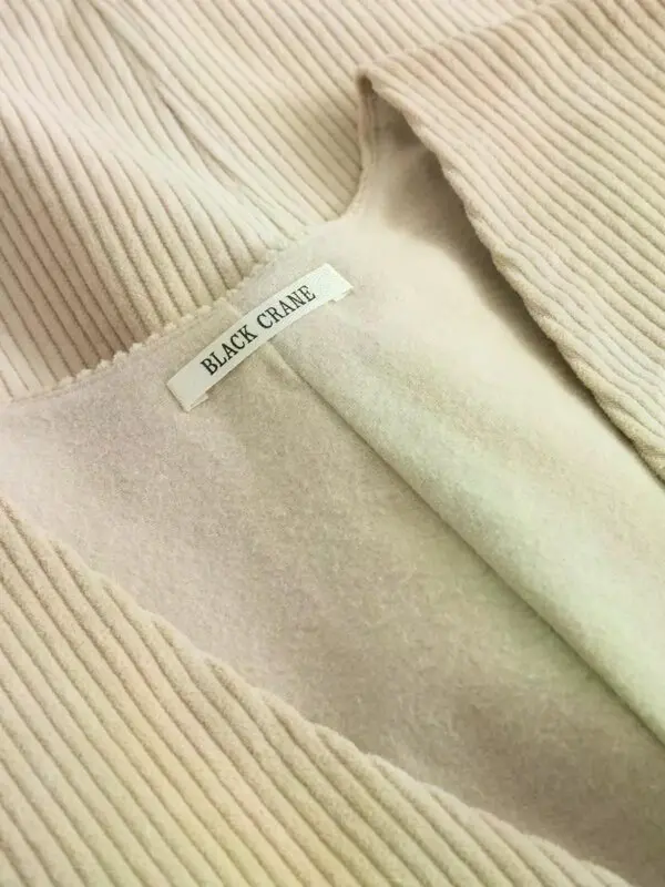Black Crane V-neck Corduroy Top