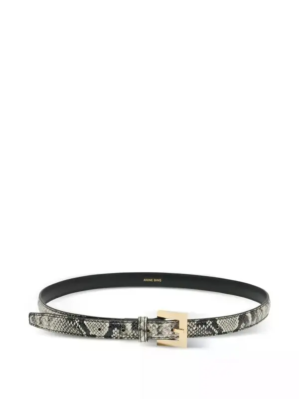 ANINE BING Nicola Buckle Leather Belt - White
