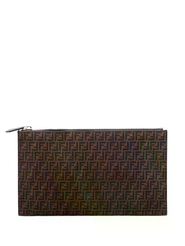 Fendi 2000-2010 Zucchino Suede Clutch Bag - Brown