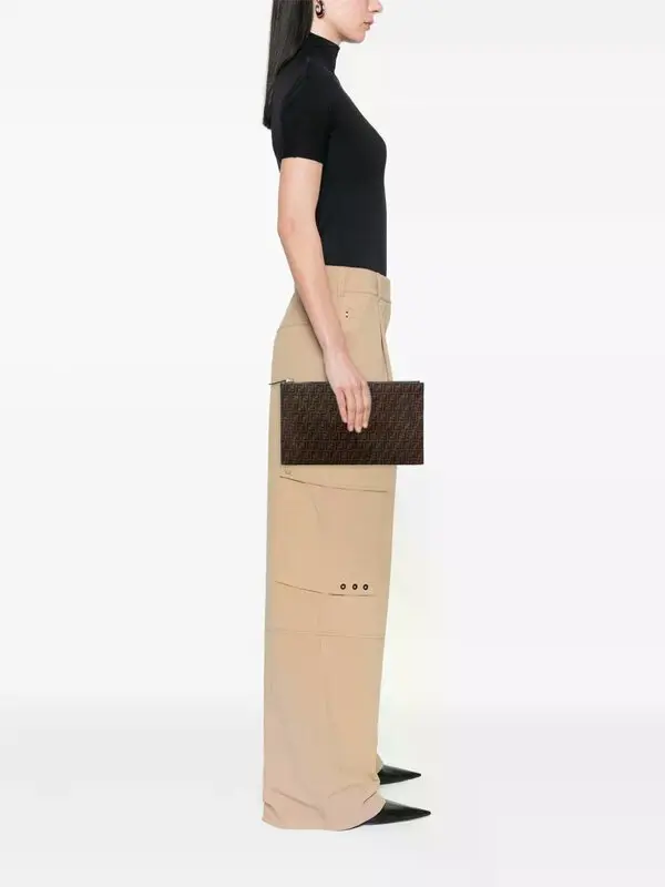 Fendi 2000-2010 Zucchino Suede Clutch Bag