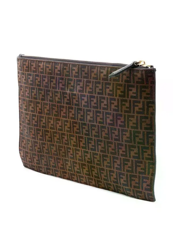 Fendi 2000-2010 Zucchino Suede Clutch Bag