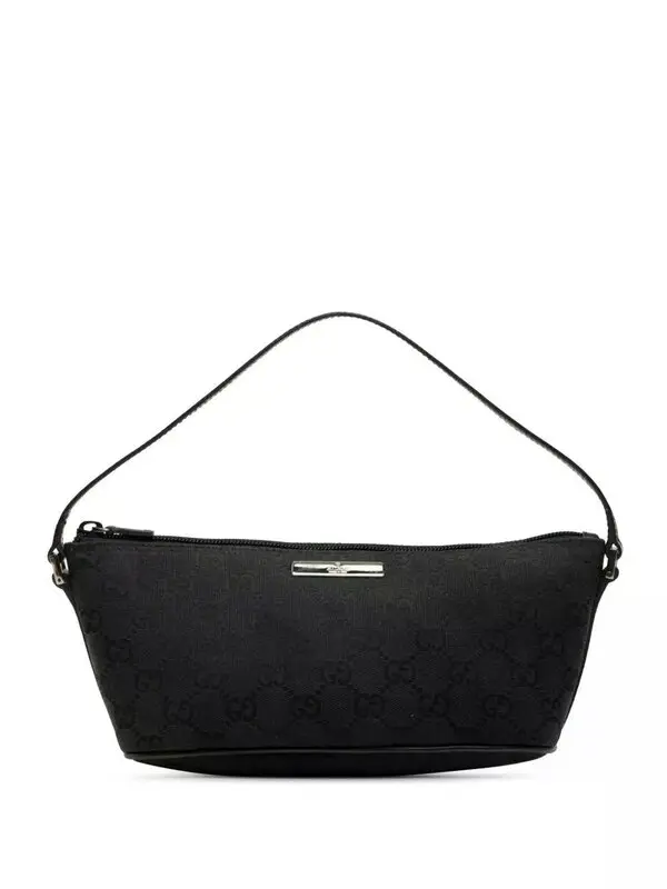 Gucci Gg Canvas Boat Shoulder Bag - Black