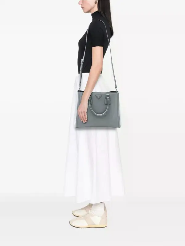 Prada Medium Bicolor Saffiano Lux Galleria Satchel - Grey