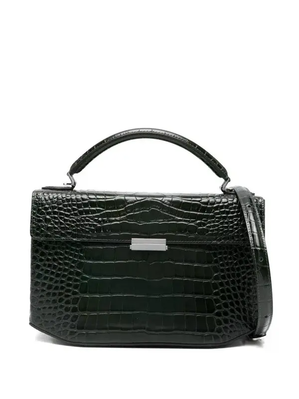 TOTEME Croc-embossed Top Handle Bag - Green