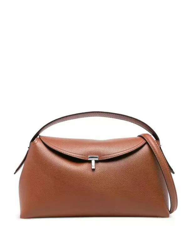 TOTEME Grained-leather Tote Bag With Tuck-lock Fastening - Brown
