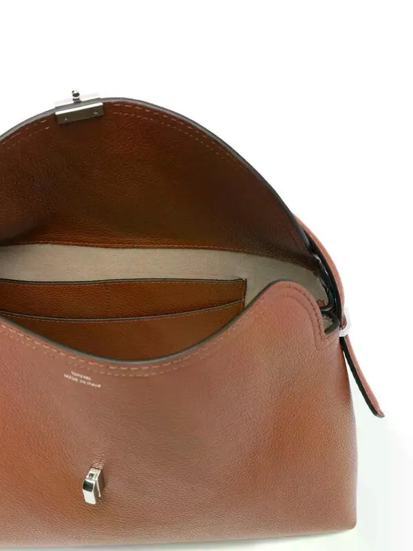TOTEME Grained-leather Tote Bag With Tuck-lock Fastening - Brown