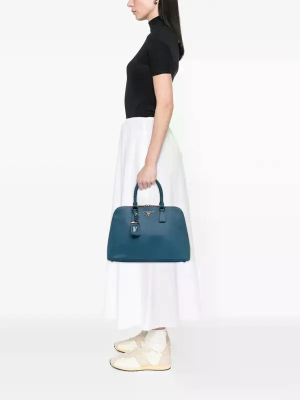 Prada Large Saffiano Lux Promenade Satchel - Blue