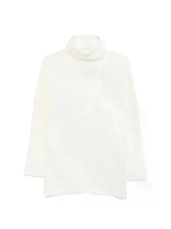TOTEME Waffle Knit Turtleneck Sweater - White