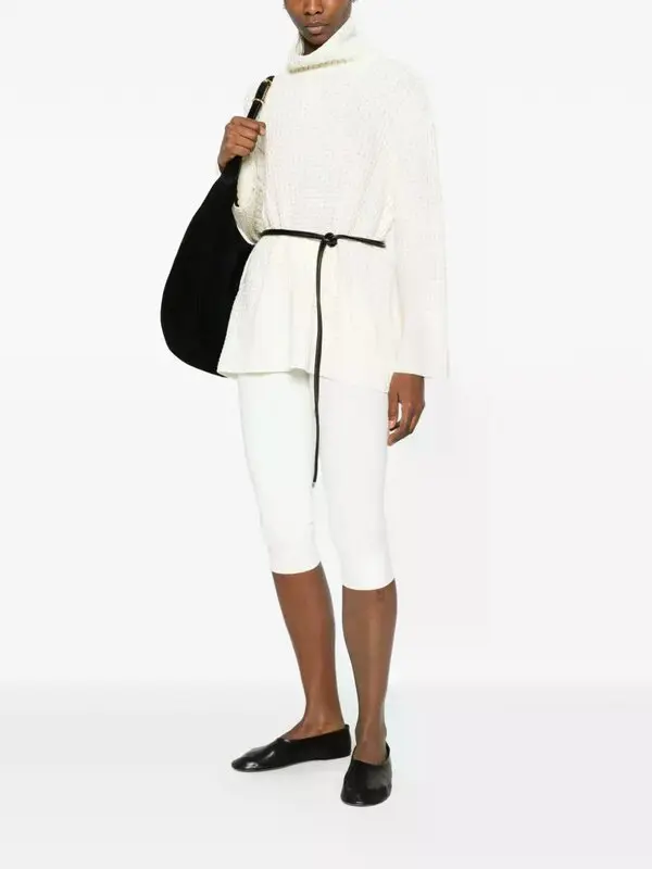 TOTEME Waffle Knit Turtleneck Sweater - White