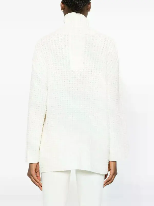 TOTEME Waffle Knit Turtleneck Sweater - White
