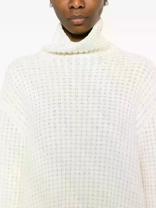 TOTEME Waffle Knit Turtleneck Sweater - White
