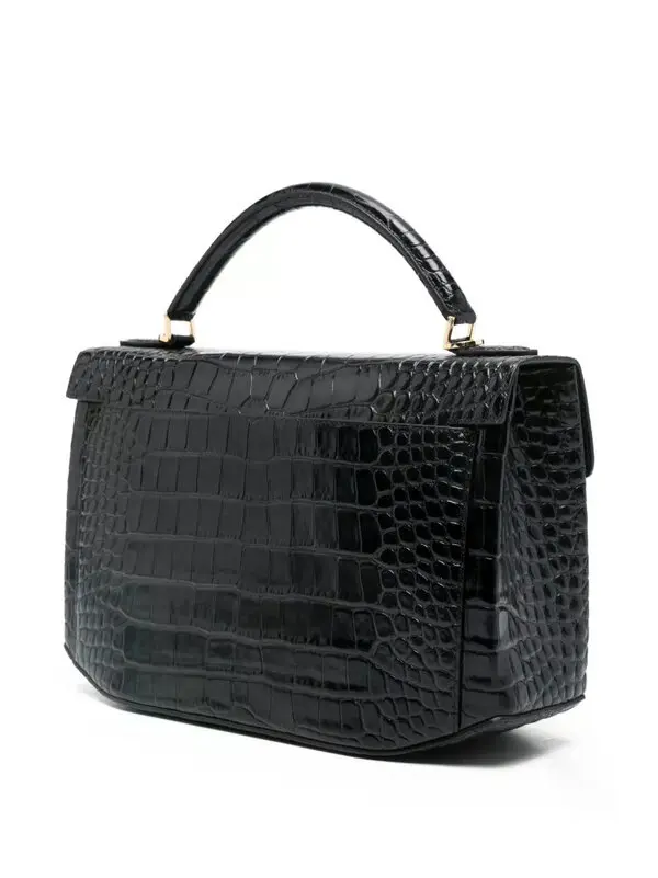 TOTEME Clip Croco-embossed Top Handle Bag - Black