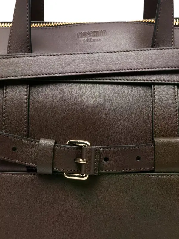 Moschino Leather Holdall - Brown