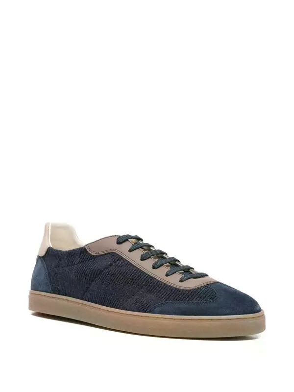 Brunello Cucinelli Cotton Knit, Suede, And Matte Calfskin Sneakers